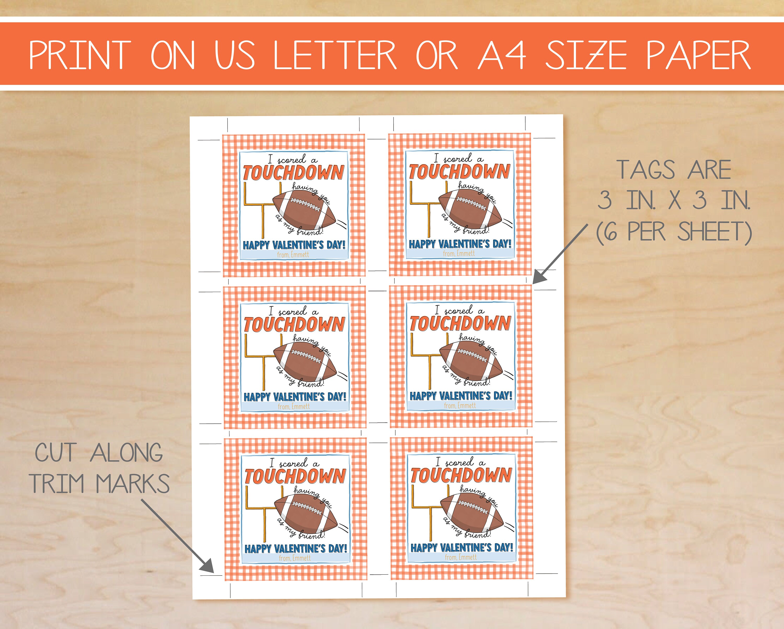 Football Valentine Tags Football Valentines Day Cards - Etsy