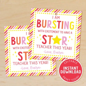 Back to School Gift Tag for Teachers, I Am Bursting With Excitement to ...