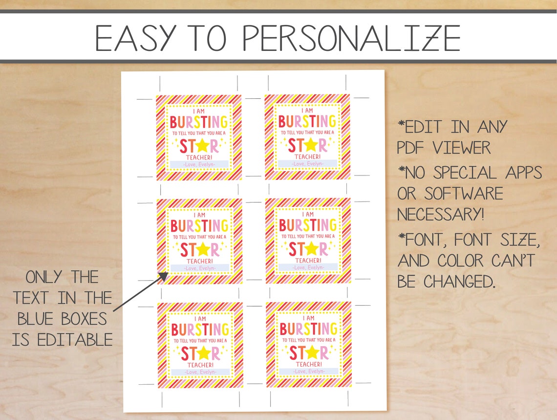 Teacher Appreciation Gift Tag Starburst Gift Tags Teacher - Etsy