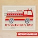 Firetruck Valentine INSTANT DOWNLOAD, Classroom Valentine Cards, Fire ...