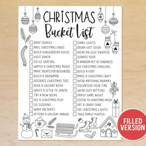 Christmas Bucket List Printable, Winter Bucket List Template, Christmas ...