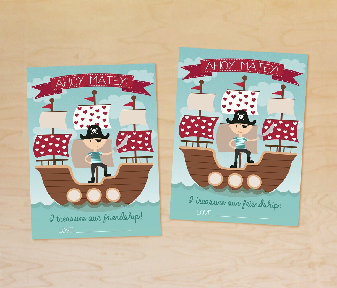 Pirate Valentine INSTANT DOWNLOAD Classroom Valentine Pirate - Etsy