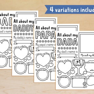All About Dad Fill in Template, Father's Day Gift, Kids Gift for Dad ...