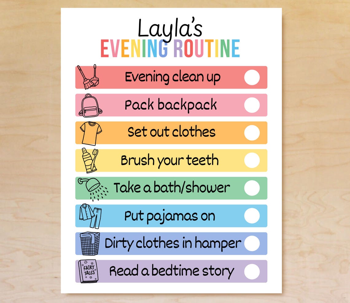 Editable Daily Checklist for Kids, Routine Chart for Kids, School Day ...