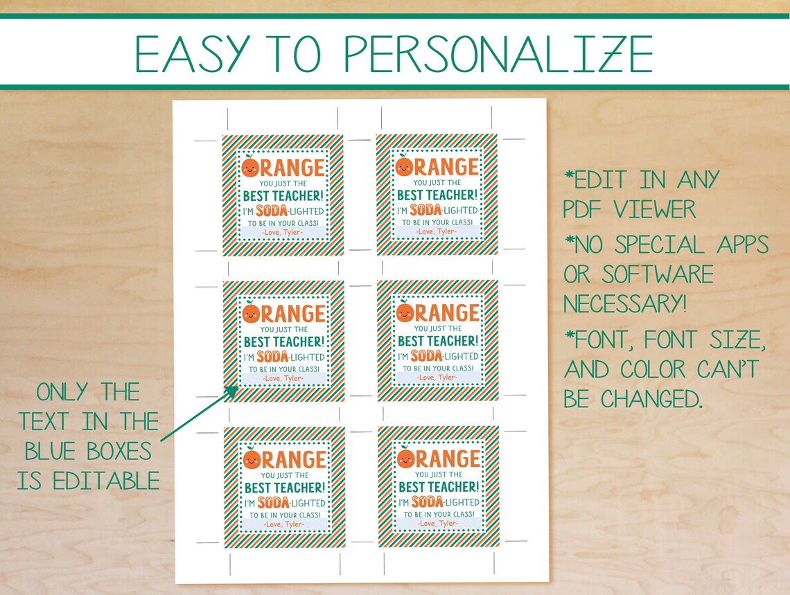 Orange Soda Teacher Appreciation Tags Teacher Thank You Gift | Etsy