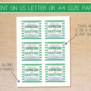 Coffee Gift Tag, Teacher Gift, Coffee Thank You Tag, Words Cannot ...