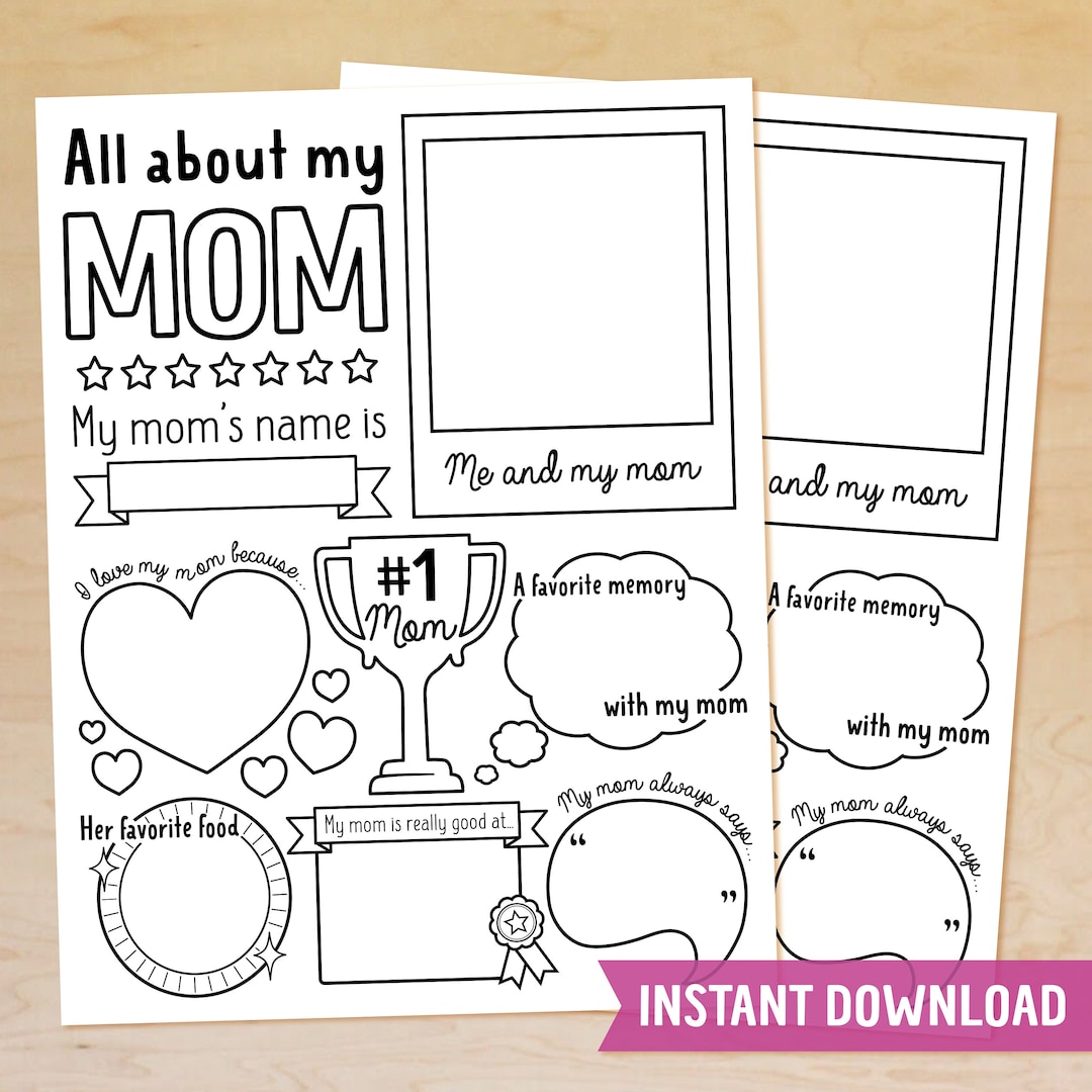 All About Mom Questionnaire, Mother's Day Printable, Kids Gift for Mom ...