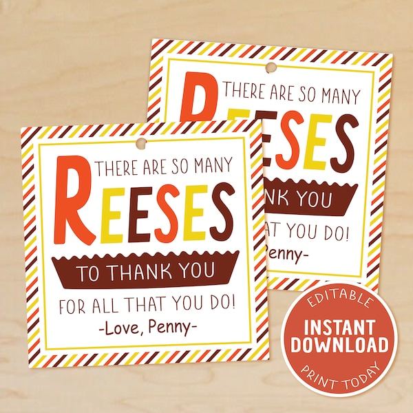 Reeses Thank You - Etsy