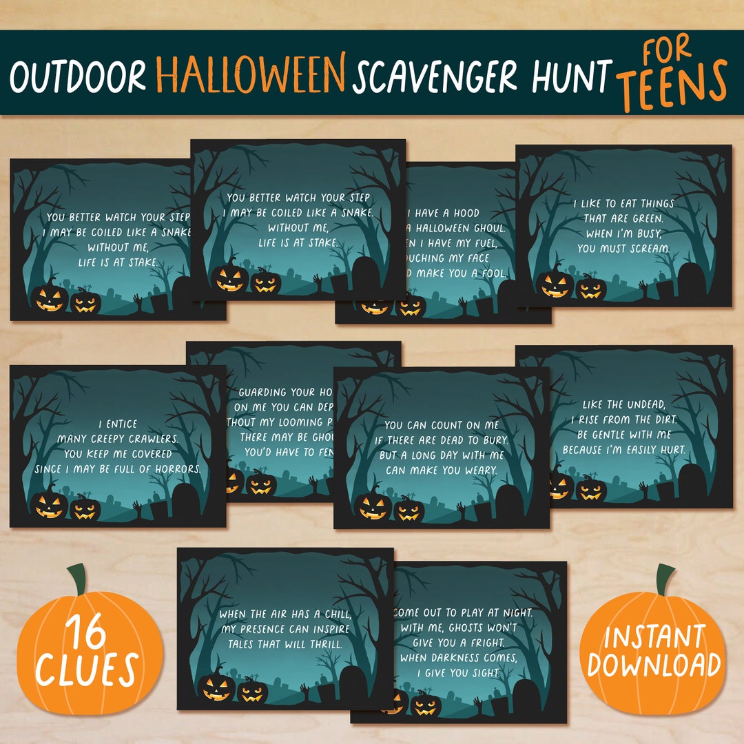 Halloween Scavenger Hunt for Teens, Challenging Scavenger Hunt, Outdoor ...