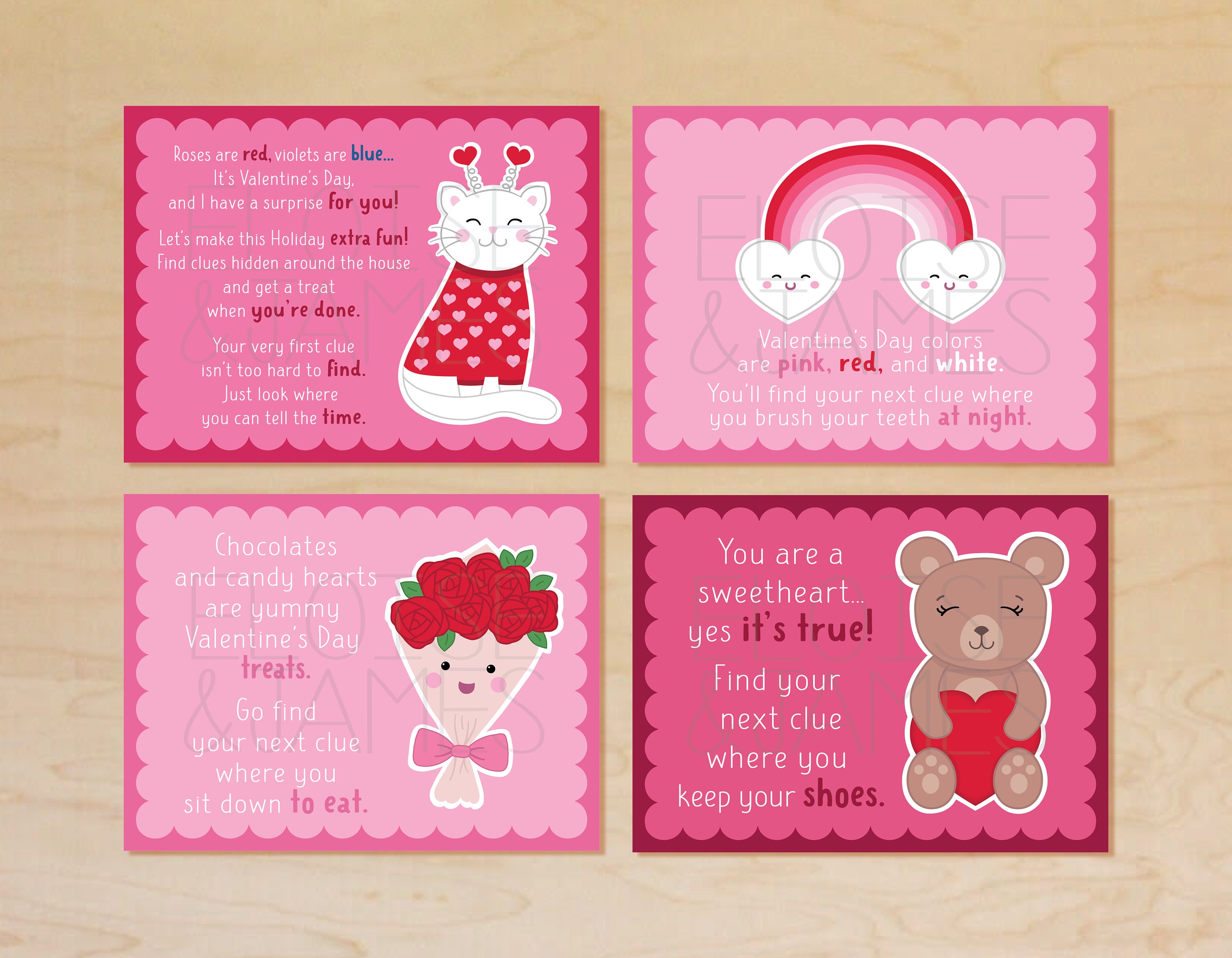 Valentine's Day Scavenger Hunt Valentines Day Treasure - Etsy