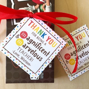 M&ms Teacher Appreciation Gift Tag, Magnificent and Marvelous Teacher ...