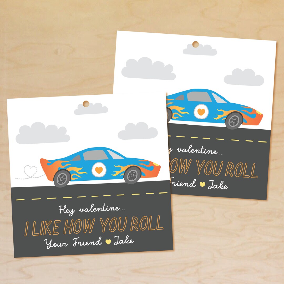Race Car Valentine PERSONALIZED, Racecar School Valentine Tags ...
