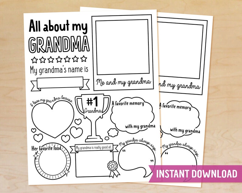 All About Grandma Questionnaire, Grandparents Day Printable, Mothers ...