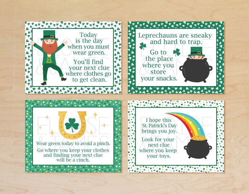 St Patricks Day Scavenger Hunt Clues St. Patrick's Day - Etsy