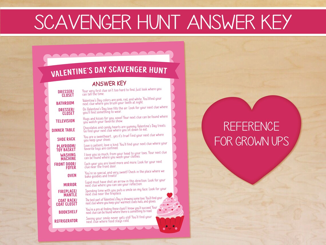 Valentine's Day Scavenger Hunt Valentines Day Treasure - Etsy