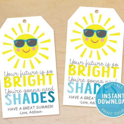 End of Year Class Sunglasses/shades Gift Tags Your Future is - Etsy UK