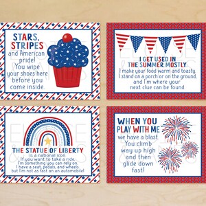 4th of July Outdoor Scavenger Hunt Clue Cards, Fourth of July Treasure ...