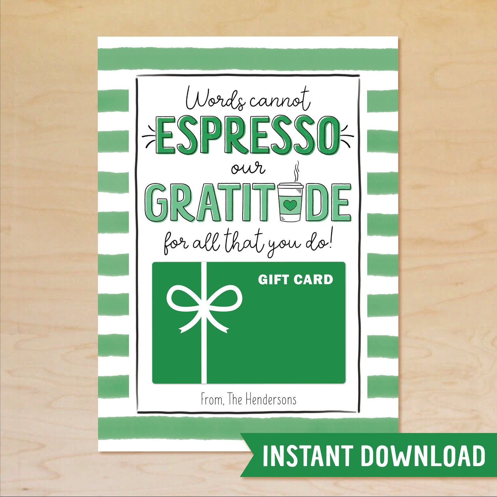 Printable Coffee Gift Card Holder, Coffee Teacher Gift, Words Cannot ...