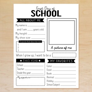 Back to School Interview, First Day of School Activity, Printable ...