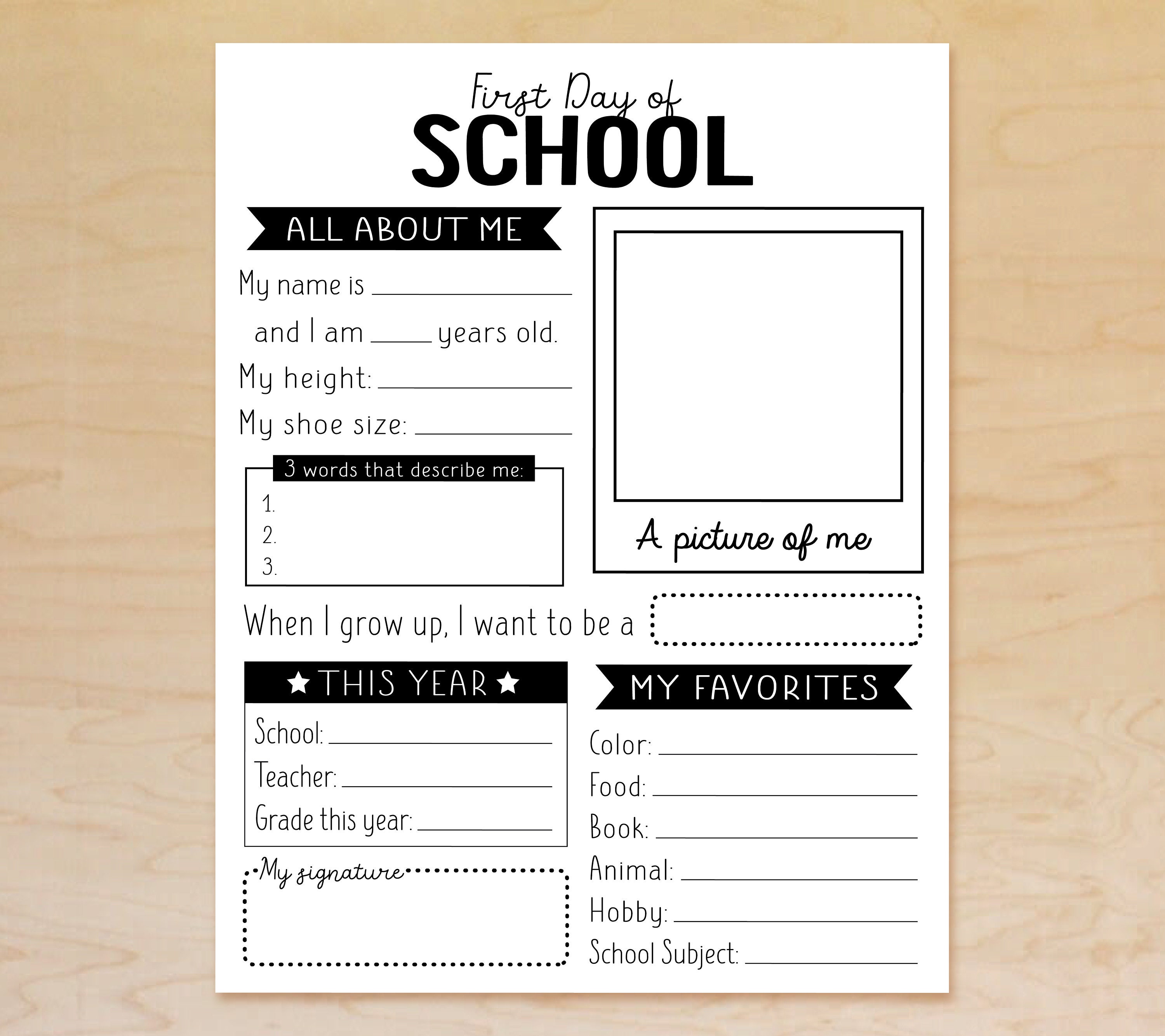 Back to School Interview, First Day of School Activity, Printable ...