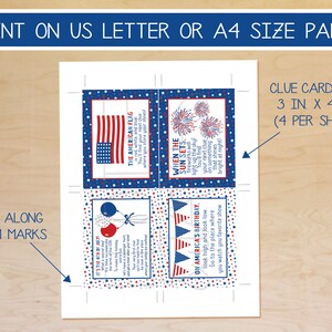 4th of July Indoor Scavenger Hunt Clue Cards, Fourth of July Treasure ...