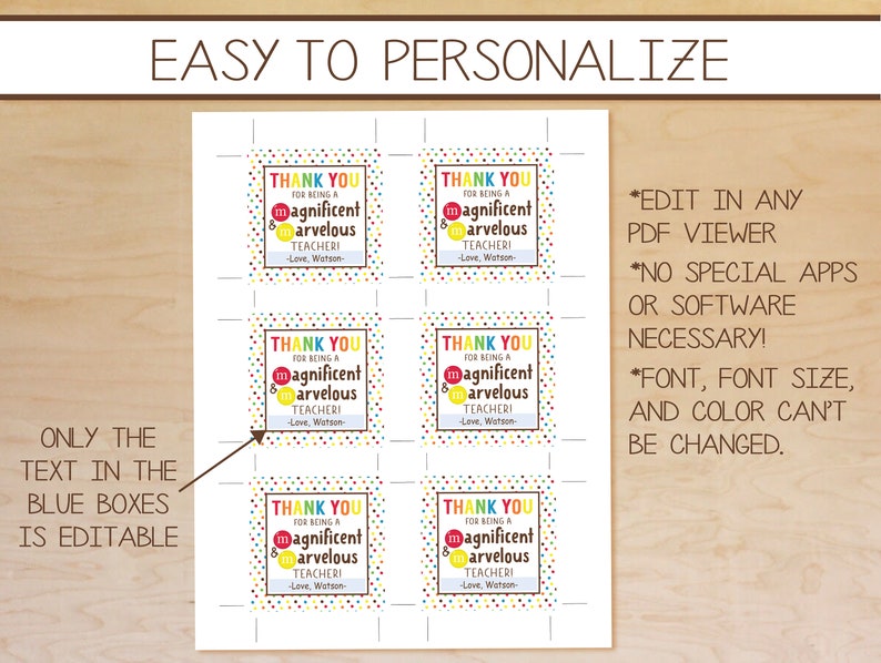 M&ms Teacher Appreciation Gift Tag Magnificent and Marvelous | Etsy