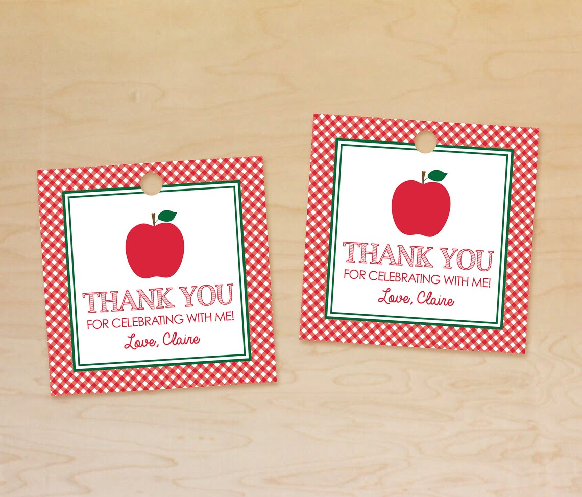 Apple Apple Thank You Tags, Apple Gift Tags, Apple Party Favor Tags ...