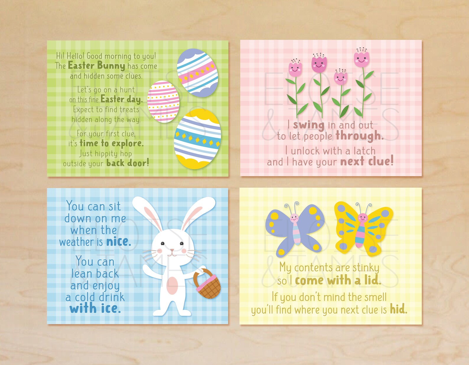 Outdoor Easter Scavenger Hunt Clues, Easter Egg Hunt Clue Cards, Easter ...