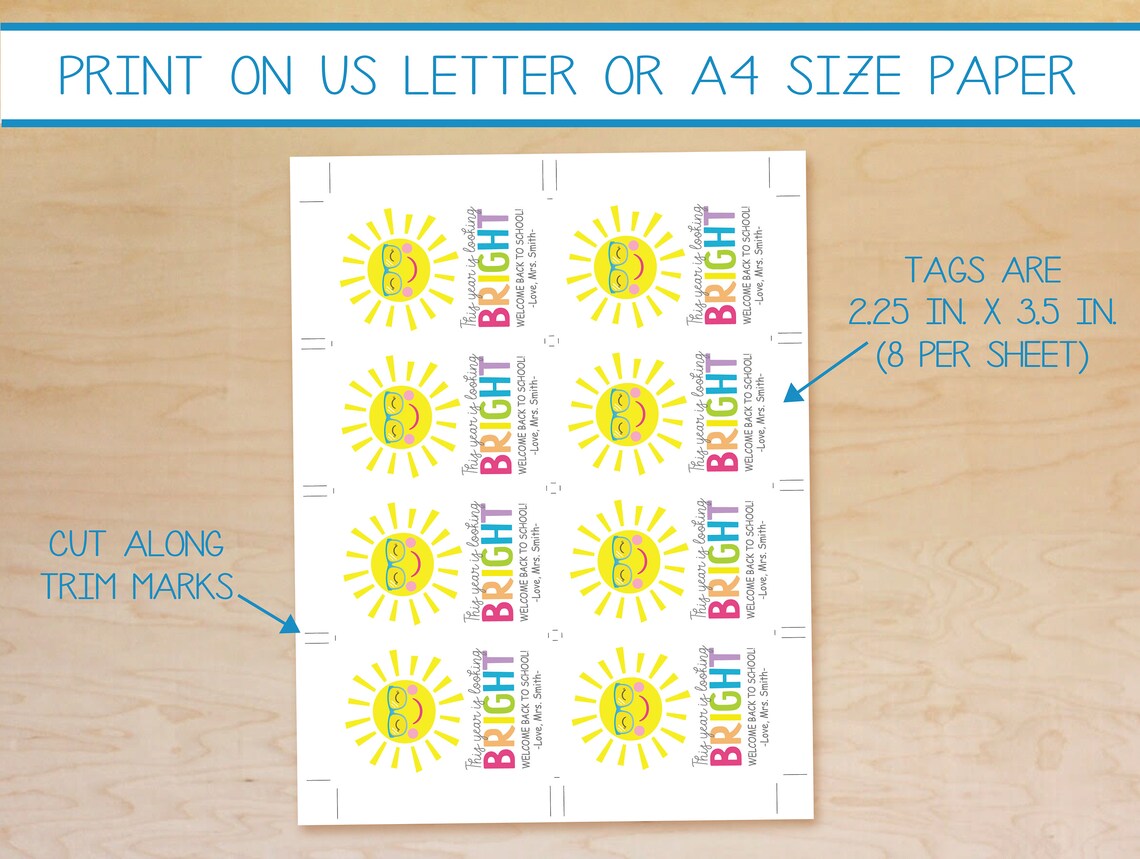 Back to School Gift Tags, This Year is Looking Bright, Welcome Back ...