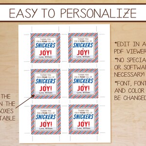 Snickers Gift Tags, Almond Joy Tag, Teacher Appreciation, Teacher Thank ...