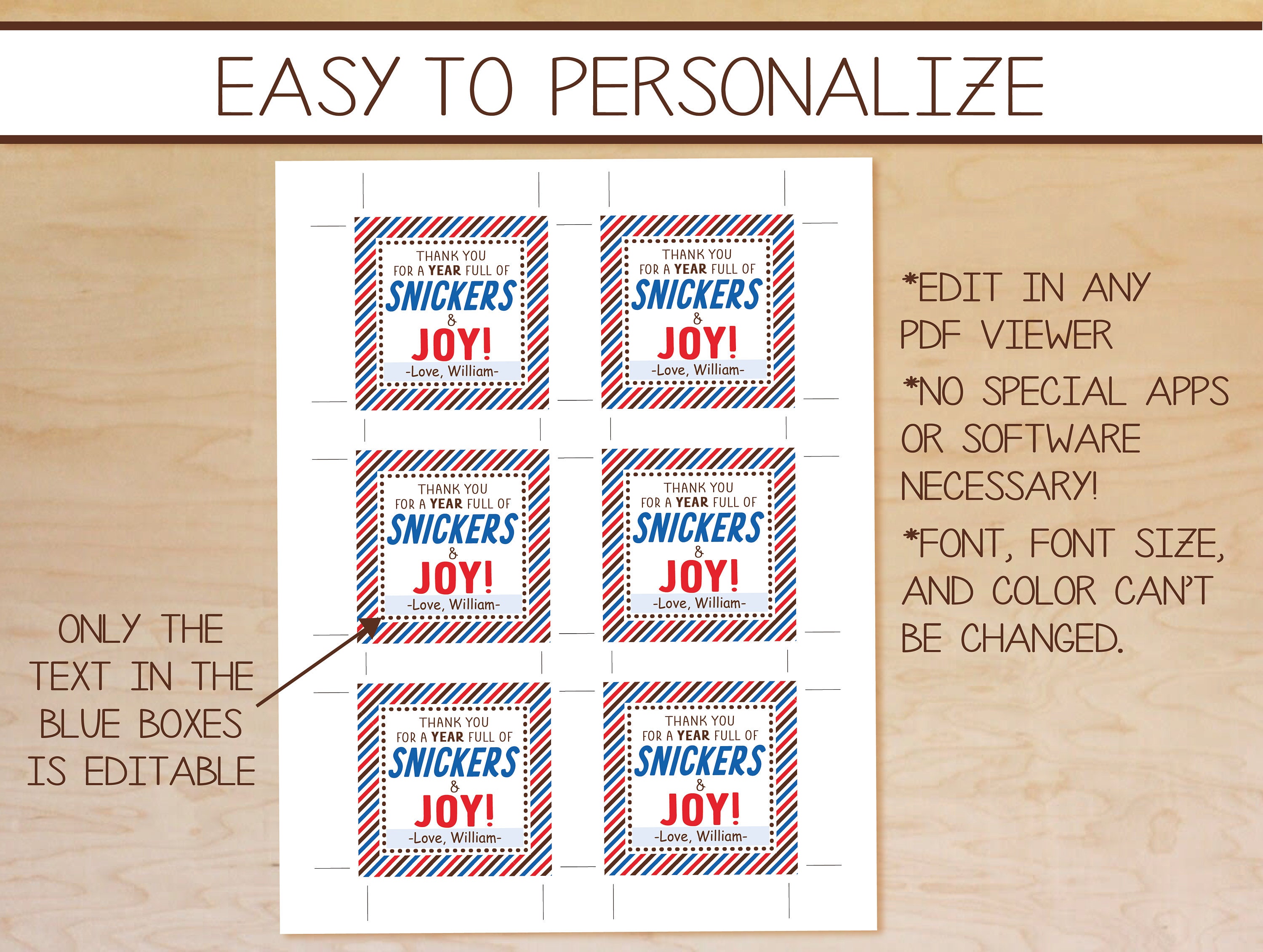 Snickers Gift Tags, Almond Joy Tag, Teacher Appreciation, Teacher Thank ...