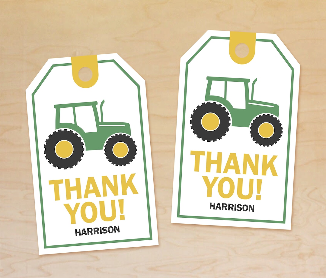 Tractor Party Favor Tags Personalized, Birthday Thank You Tags, Tractor ...