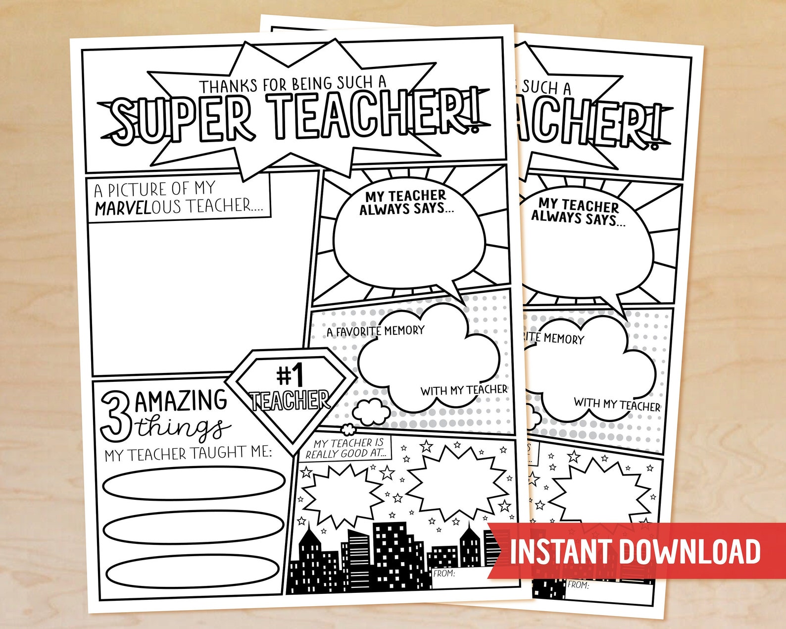 Superhero Teacher Appreciation Printable All About My - Etsy