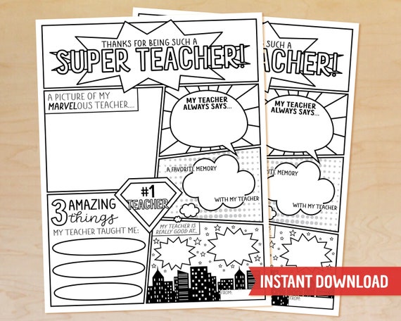 Superhero Teacher Appreciation Printable All About My - Etsy