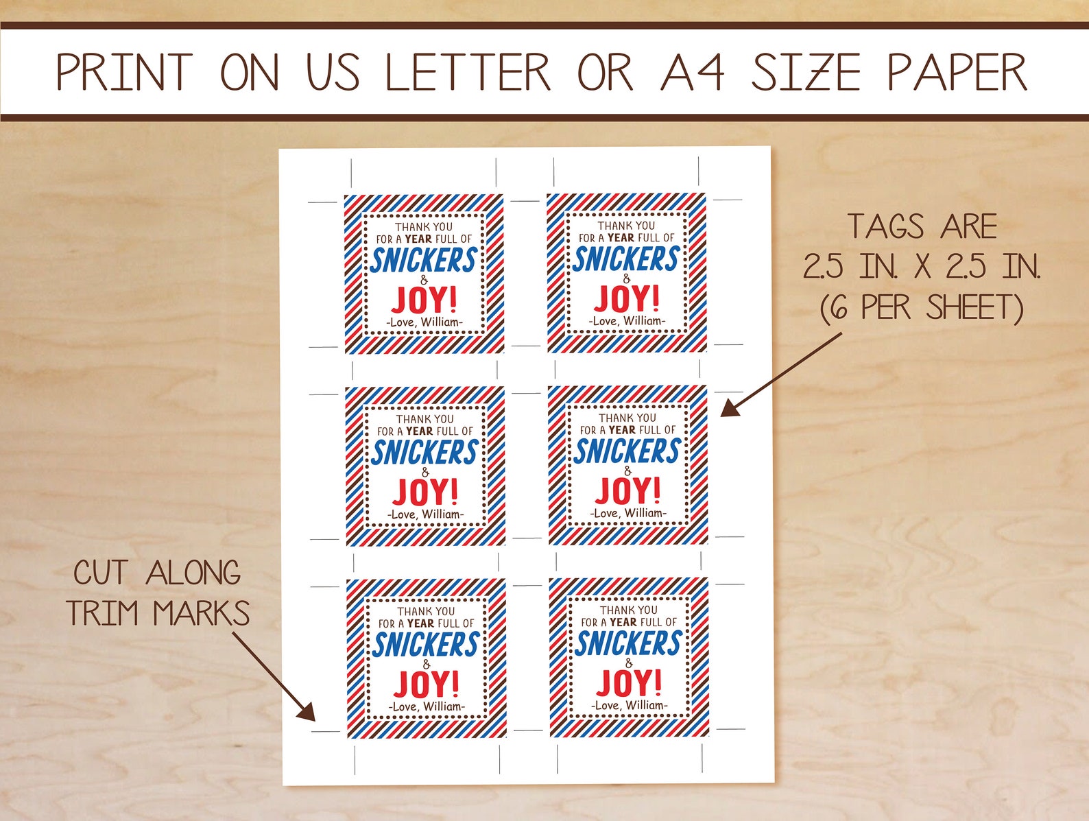 Snickers Gift Tags, Almond Joy Tag, Teacher Appreciation, Teacher Thank ...