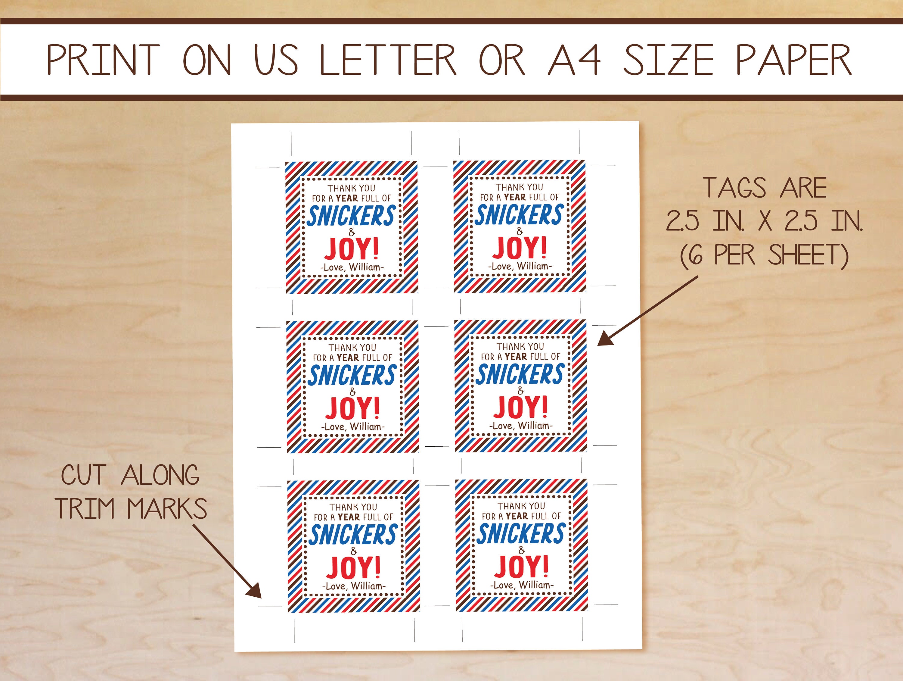 Snickers Gift Tags, Almond Joy Tag, Teacher Appreciation, Teacher Thank ...