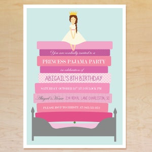 Princess and the Pea Invitation, Princess Pajama Party Invitation ...