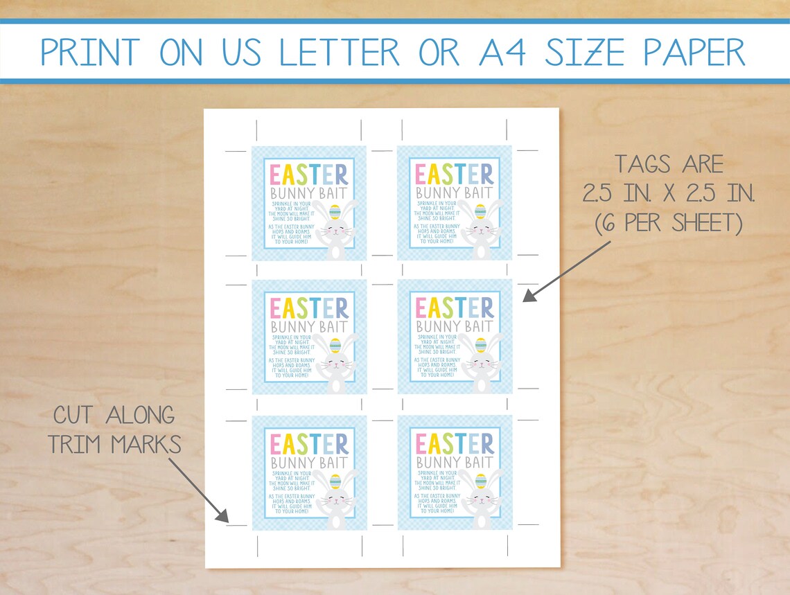 Easter Bunny Bait Tags Printable Easter Favor Tag Kids | Etsy