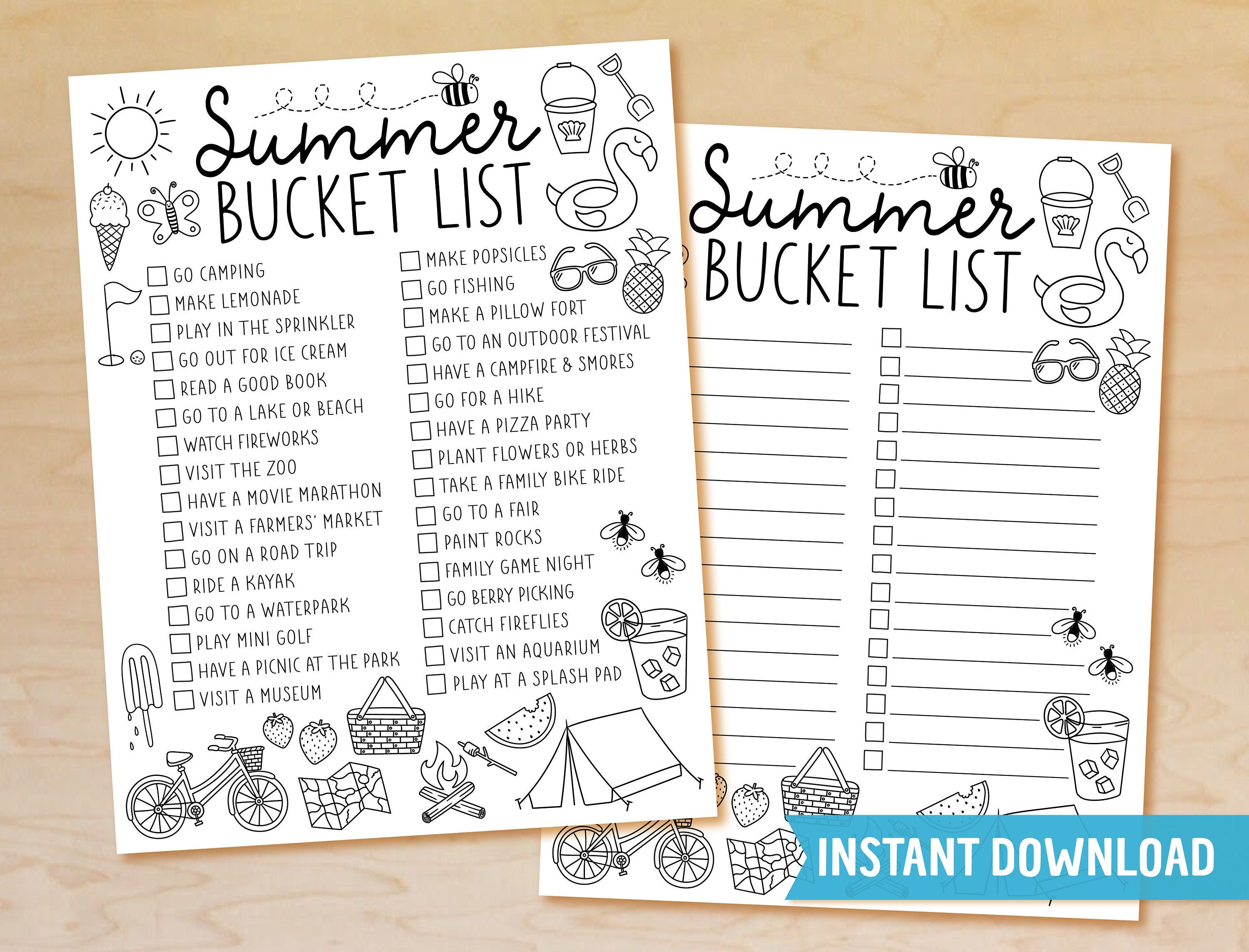 Summer Bucket List Printable Summer Break Bucket List - Etsy Australia