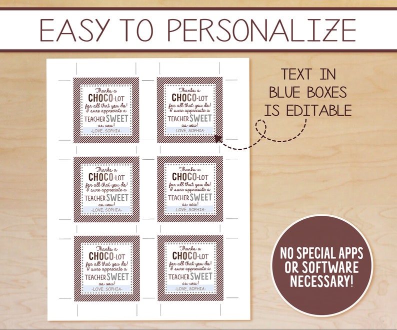 Chocolate Teacher Appreciation Tags Chocolate Thank You Gift - Etsy