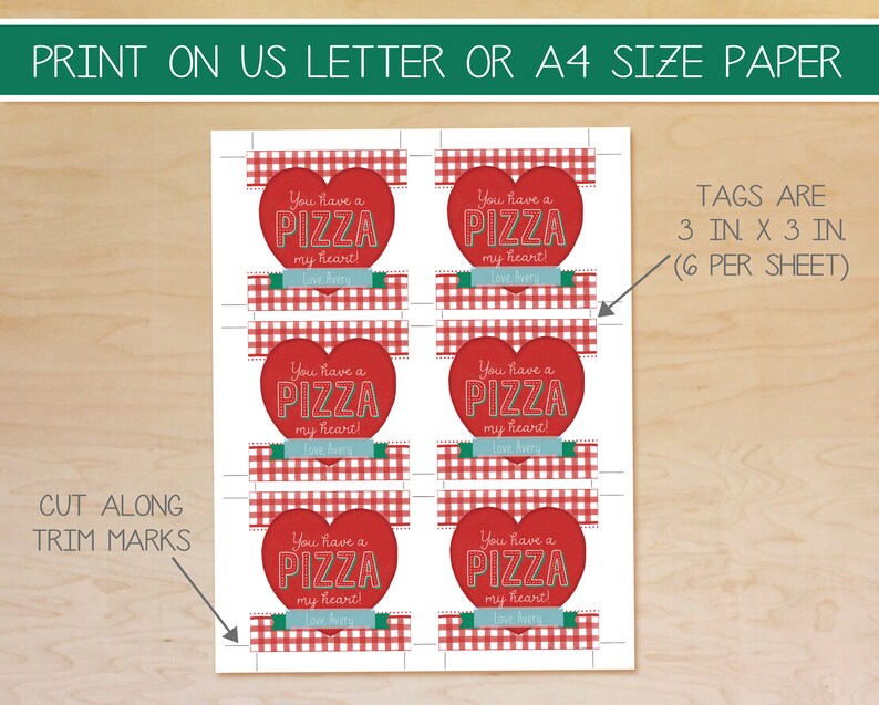 Pizza Valentine Tags You Have A Pizza My Heart Classroom - Etsy