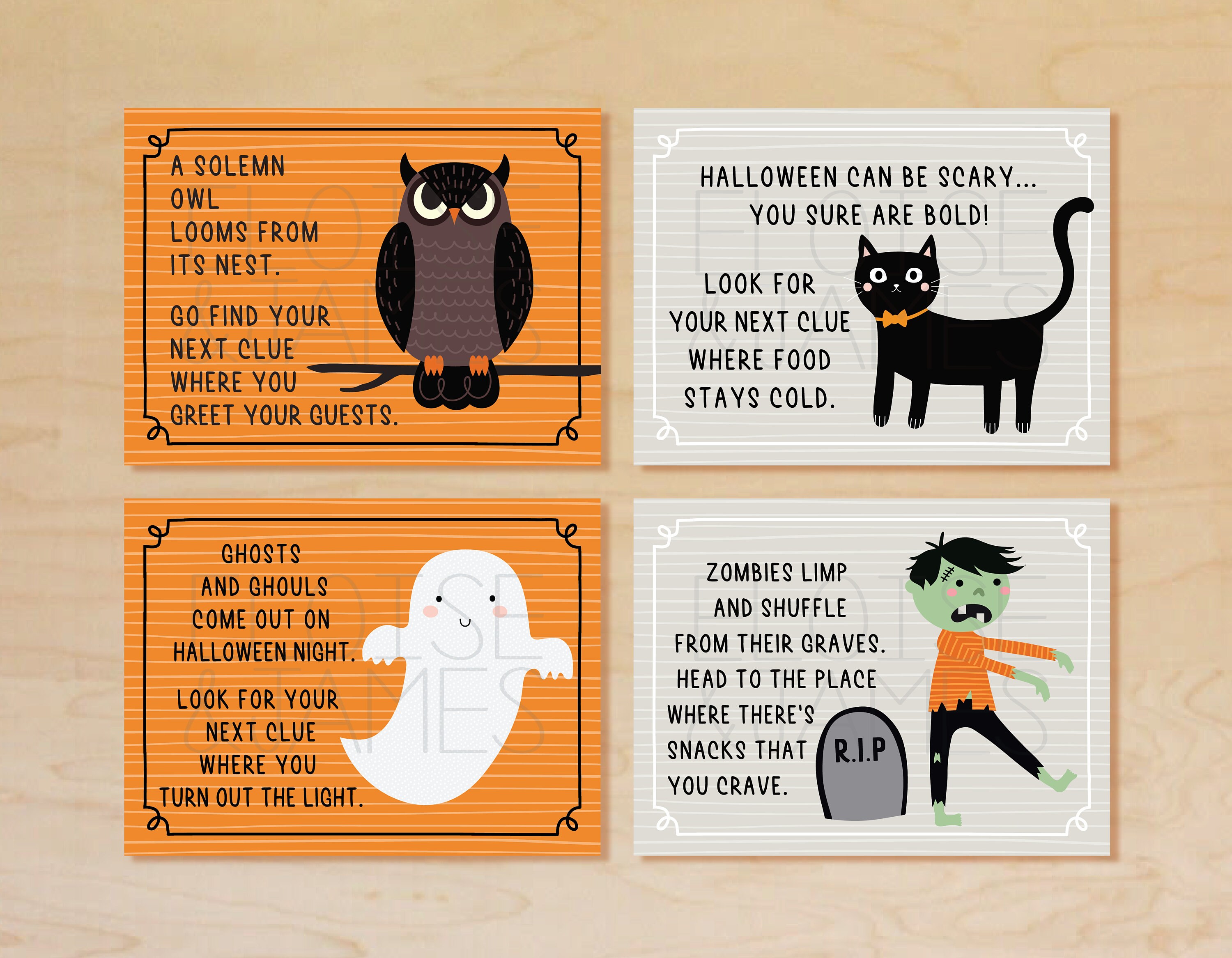 Halloween Scavenger Hunt for Kids, Indoor Halloween Treasure Hunt Clue ...
