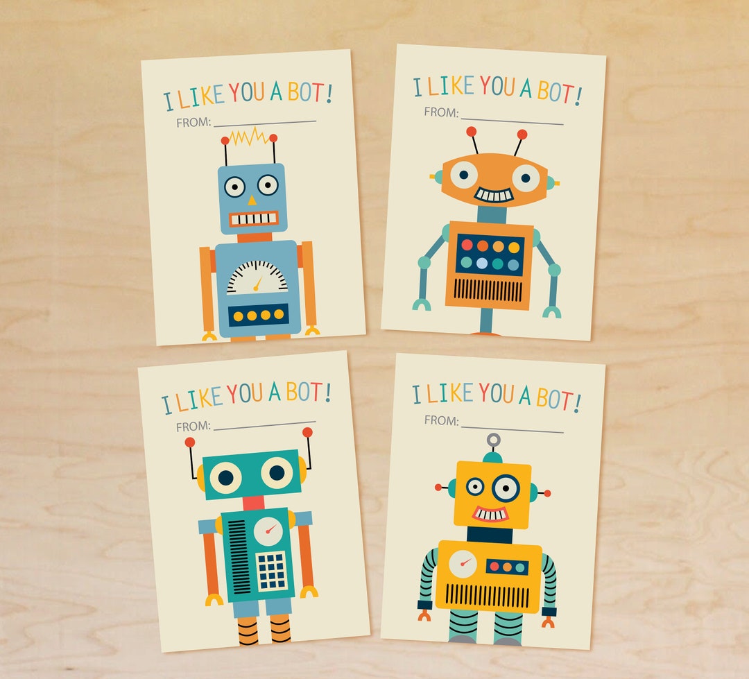 Robot Valentine INSTANT DOWNLOAD Printable Valentine - Etsy