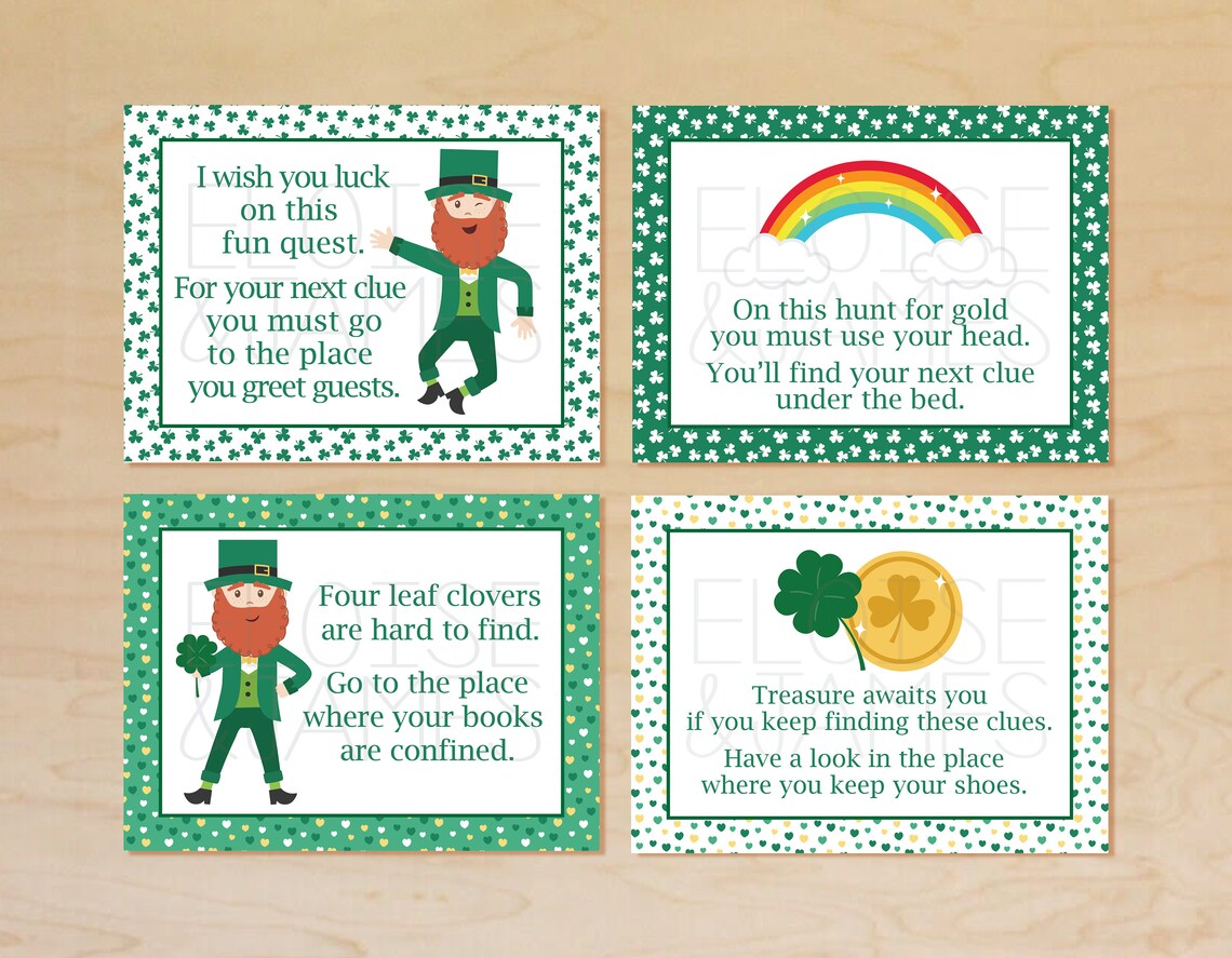 St Patricks Day Scavenger Hunt Clues St. Patrick's Day | Etsy