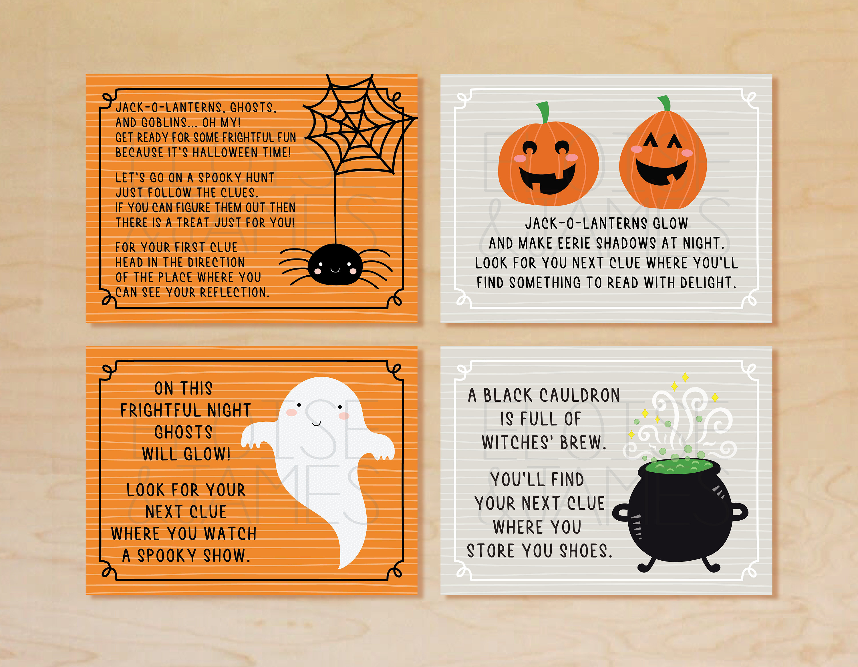 Halloween Scavenger Hunt for Kids, Indoor Halloween Treasure Hunt Clue ...