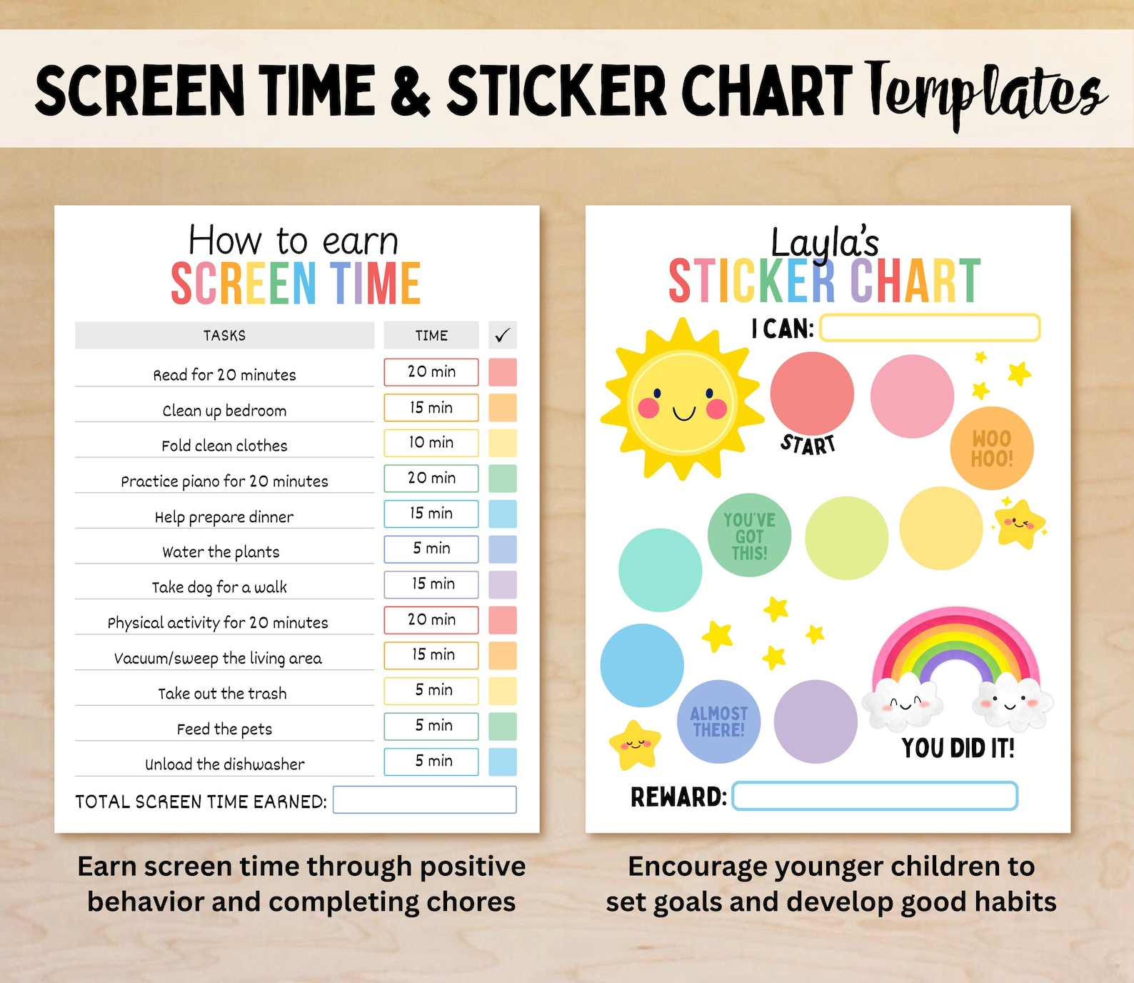 Editable Behavior Chart Bundle for Kids, Rewards and Consequences ...