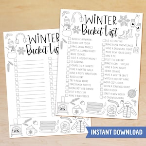 Winter Bucket List Printable, Editable Winter Checklist Template ...
