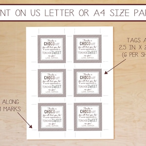 Chocolate Teacher Appreciation Tags, Chocolate Thank You Gift, Teacher ...