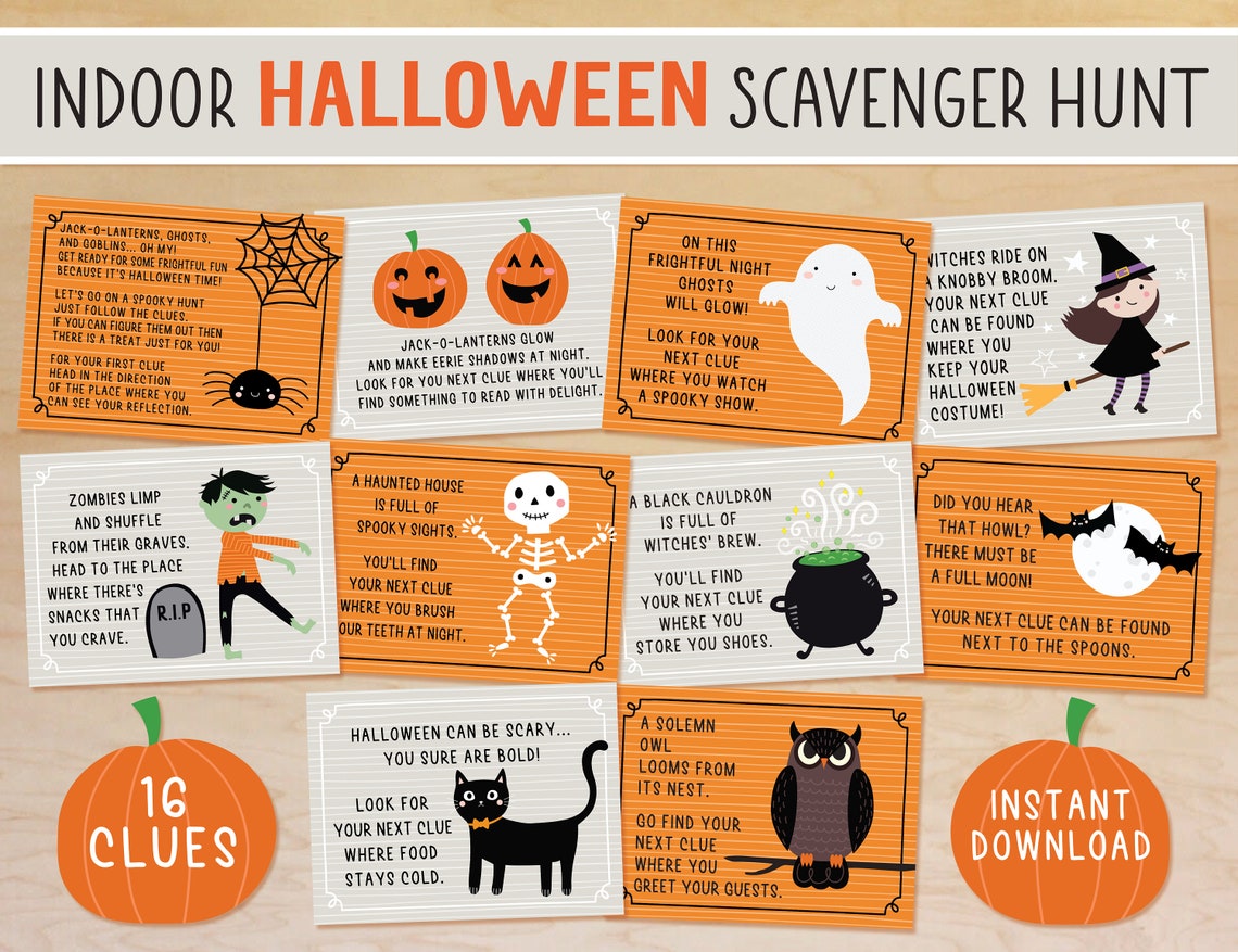 Halloween Scavenger Hunt for Kids Indoor Halloween Treasure | Etsy