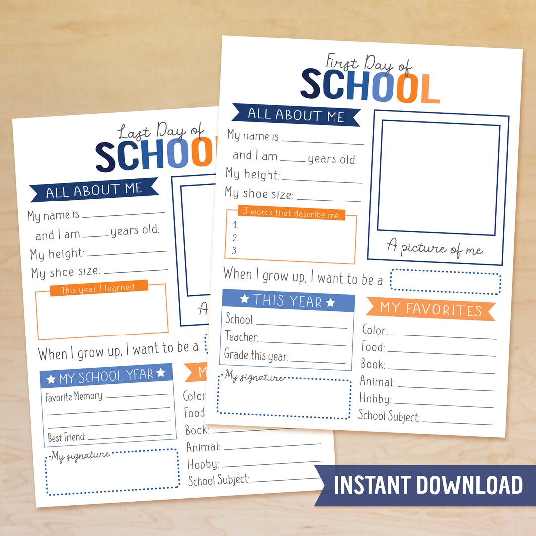 Back to School Interview, First Day of School Questionnaire, Printable ...